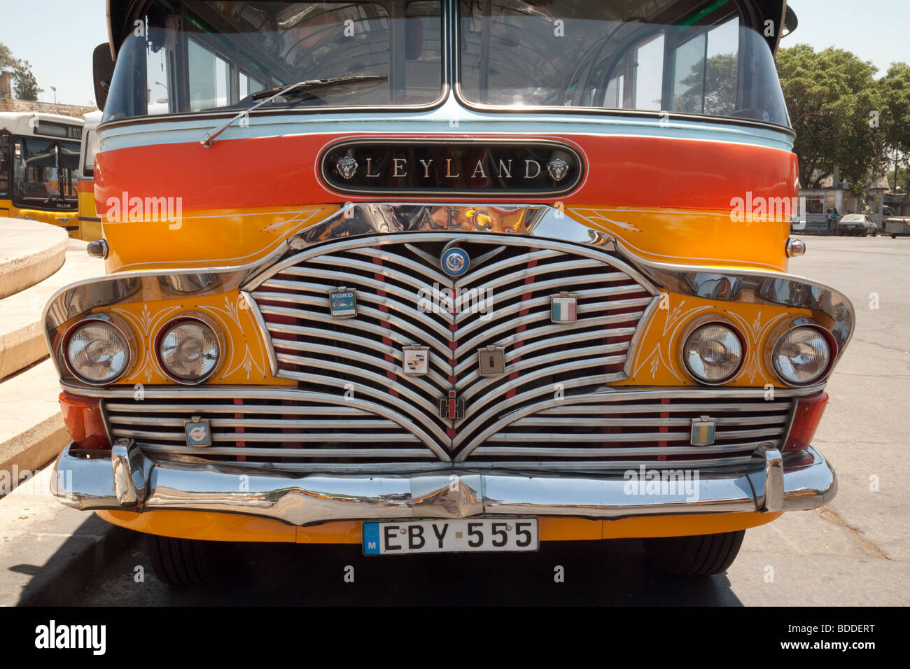 Traditional yellow buses, Valletta, Malta Stock Photo - Alamy