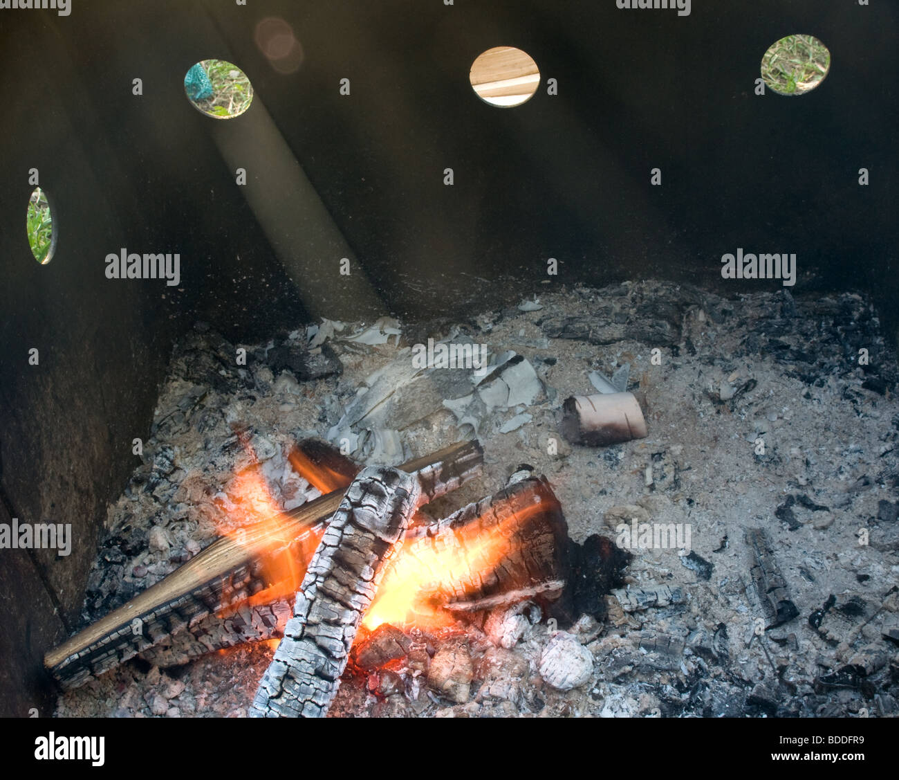 Smoking Fire Pit Stock Photo - Alamy
