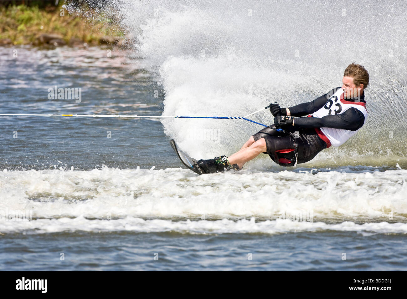 High Speed Slalom waterskier - Nick Boettcher, Germany Stock Photo - Alamy