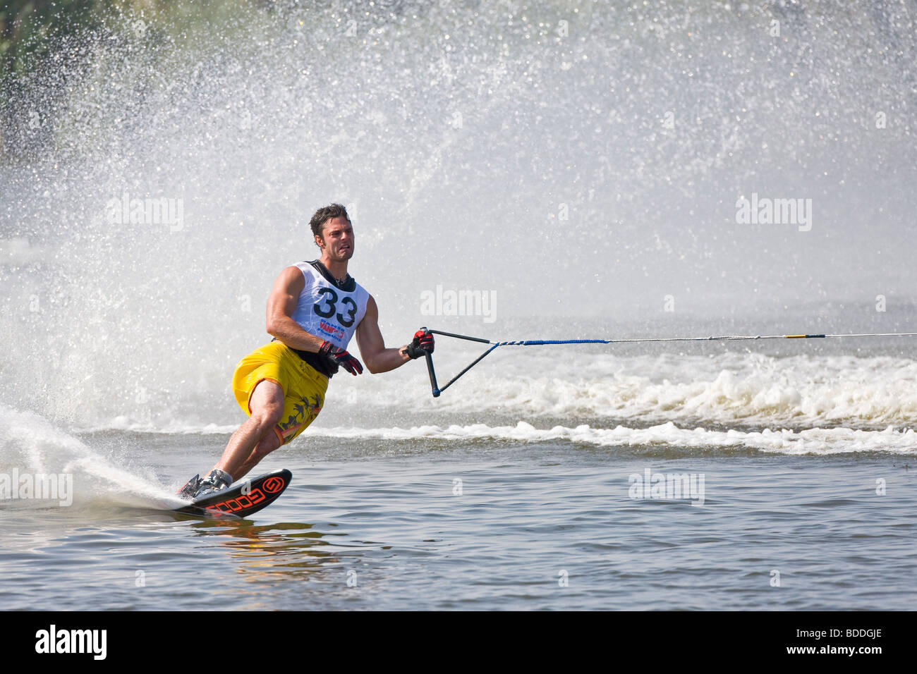 High Speed Slalom waterskier - Carlo Allais, Italy Stock Photo - Alamy