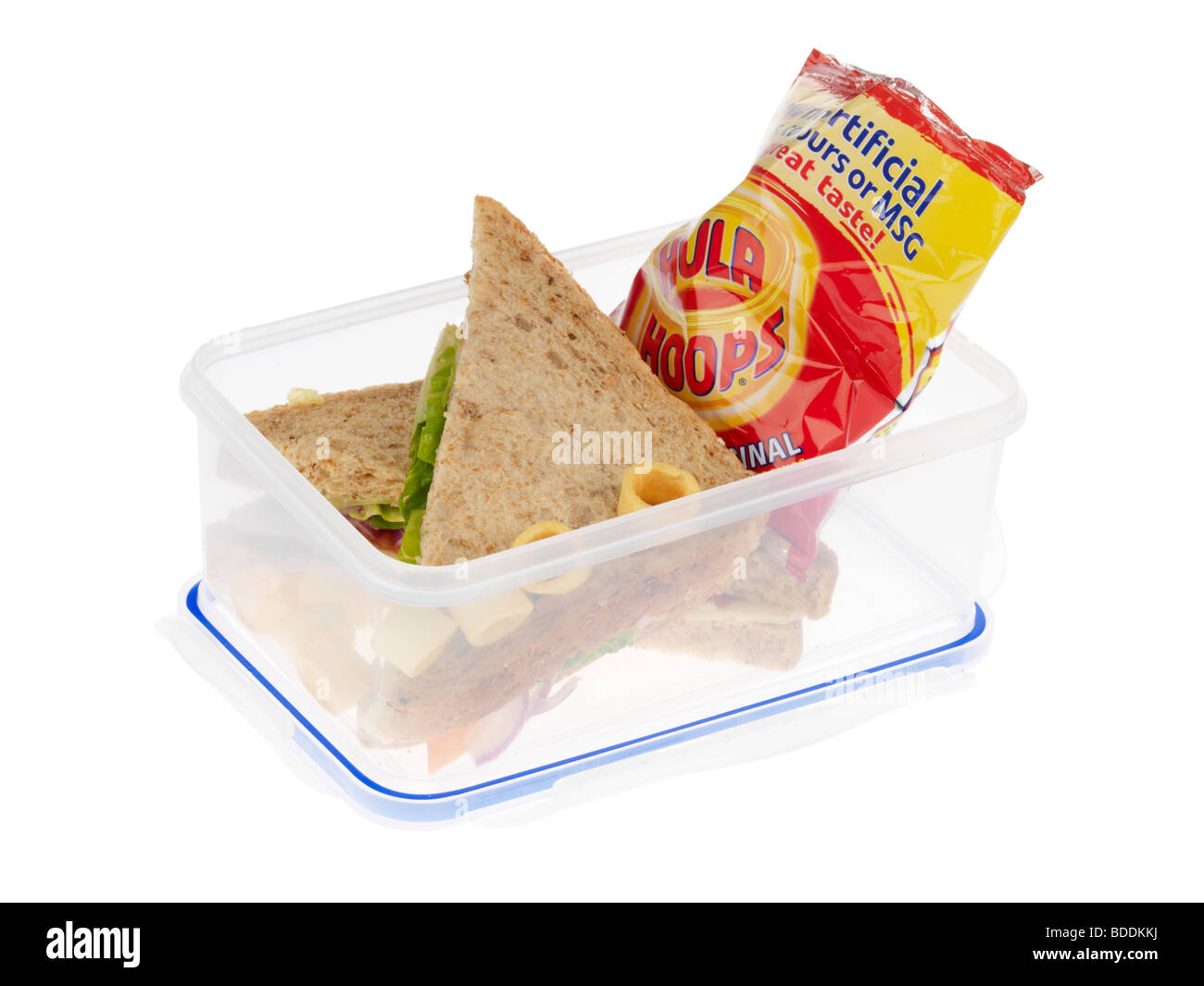 Lunchbox with a Sandwich and Crisps Stock Photo - Alamy
