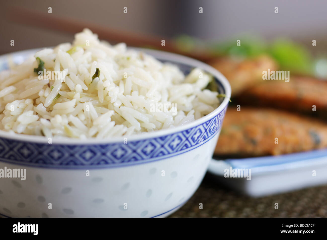 Thai Fish Cakes with Rice Stock Photo - Alamy
