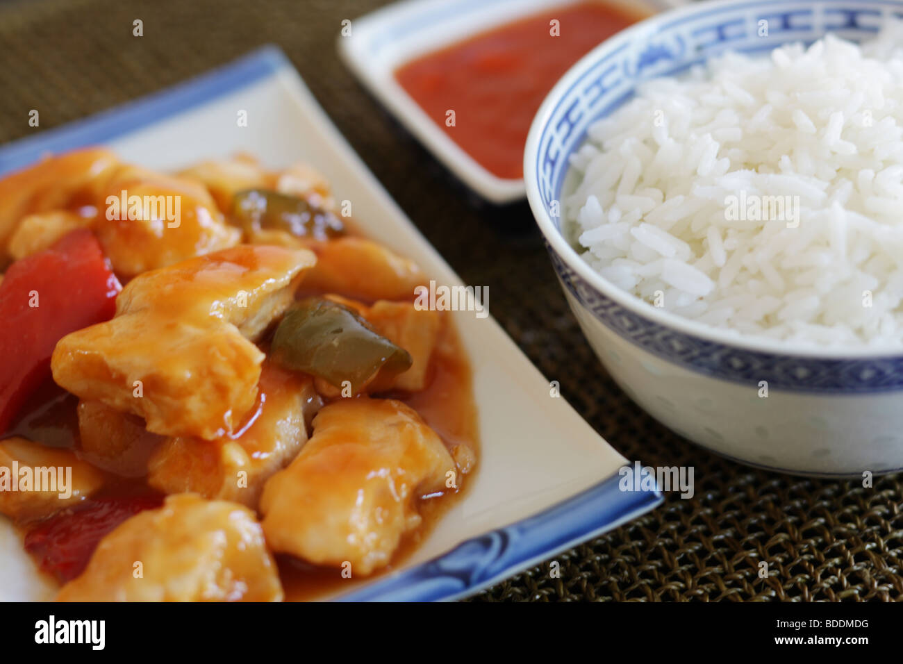 Sweet & Sour Chicken with Rice Stock Photo - Alamy