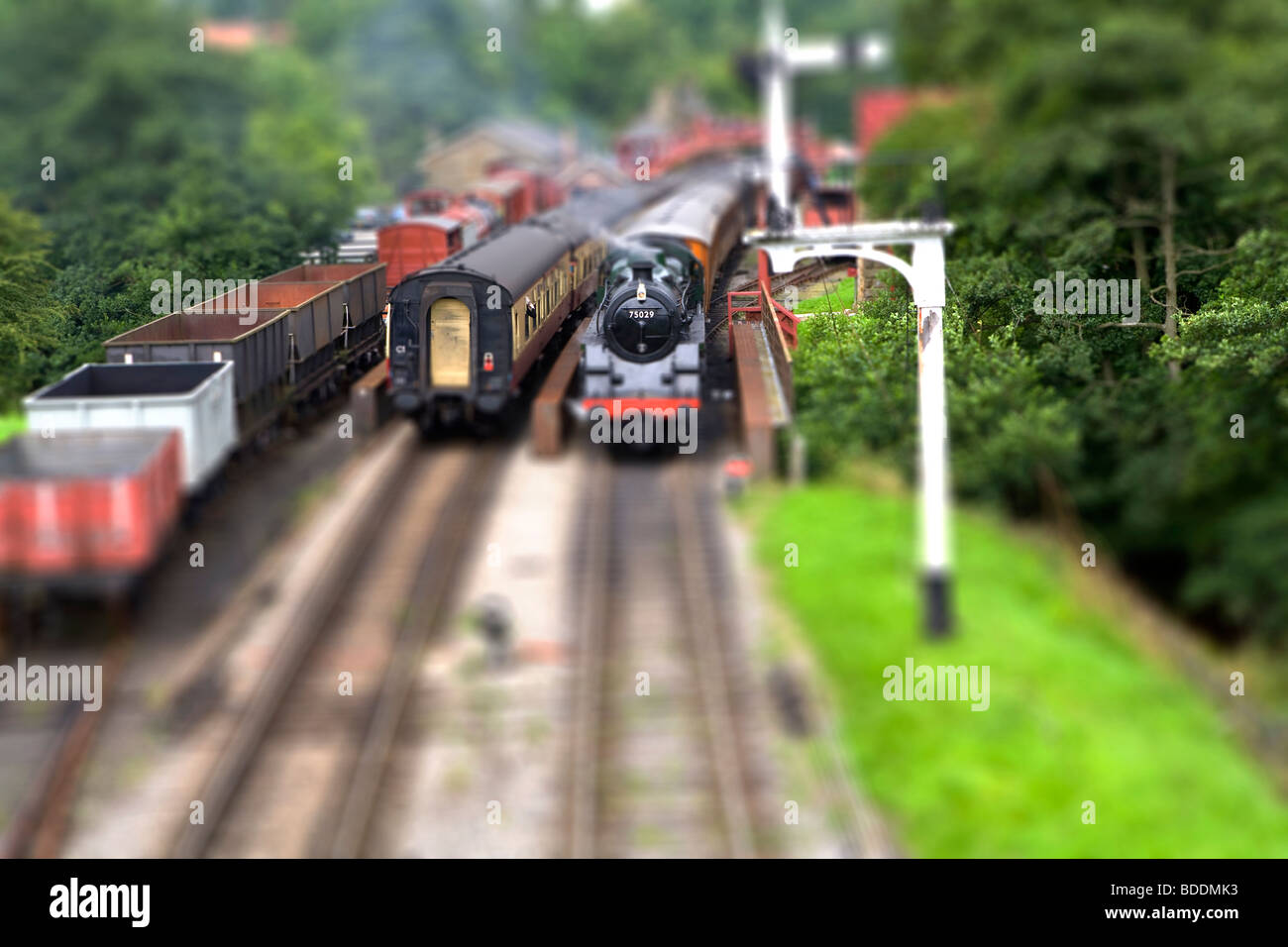 old style steam engine train, Yorkshire Moor railway, UK Stock Photo ...