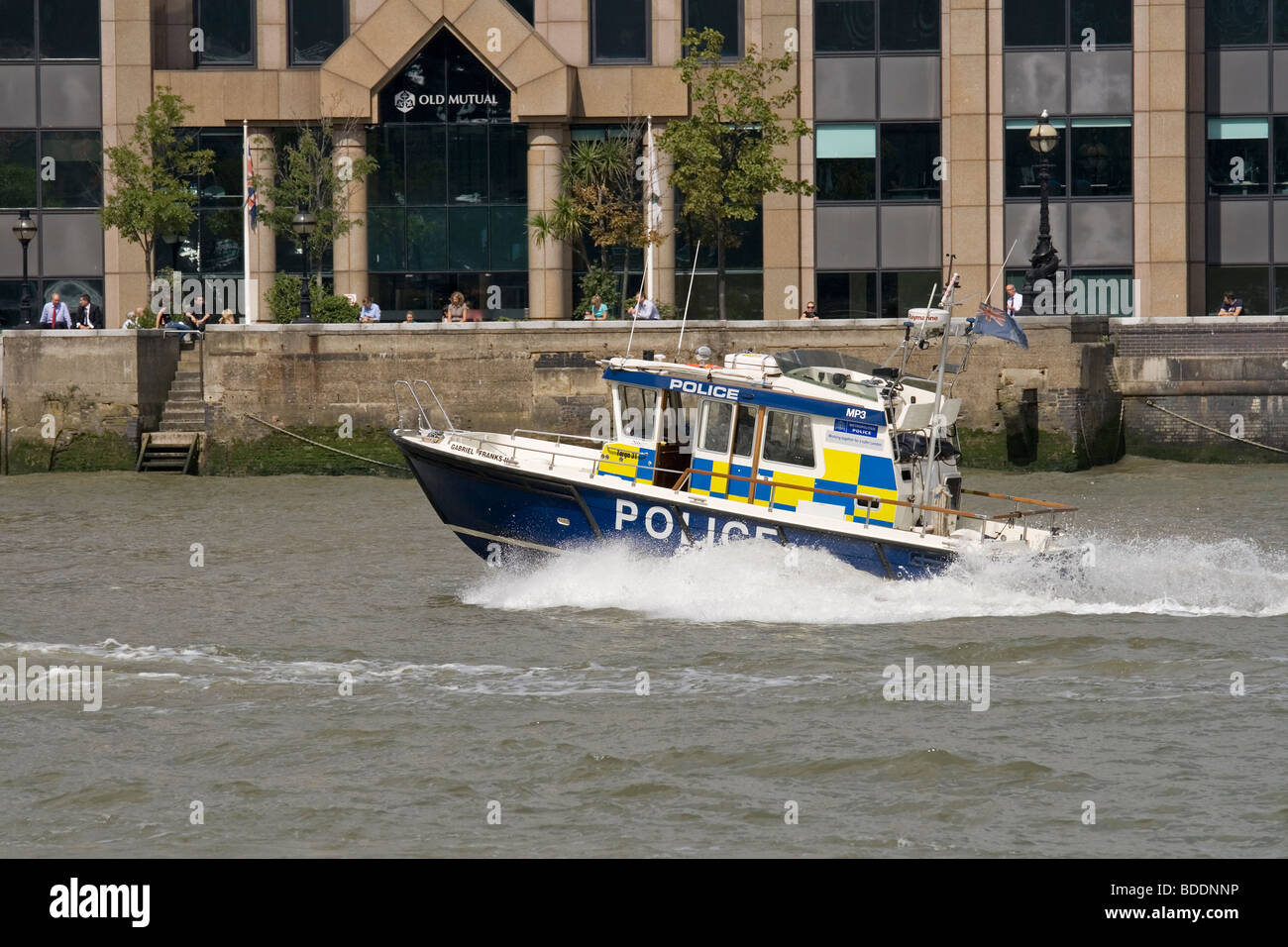 Police launch on the Thames opposite the South Bank Stock Photo - Alamy