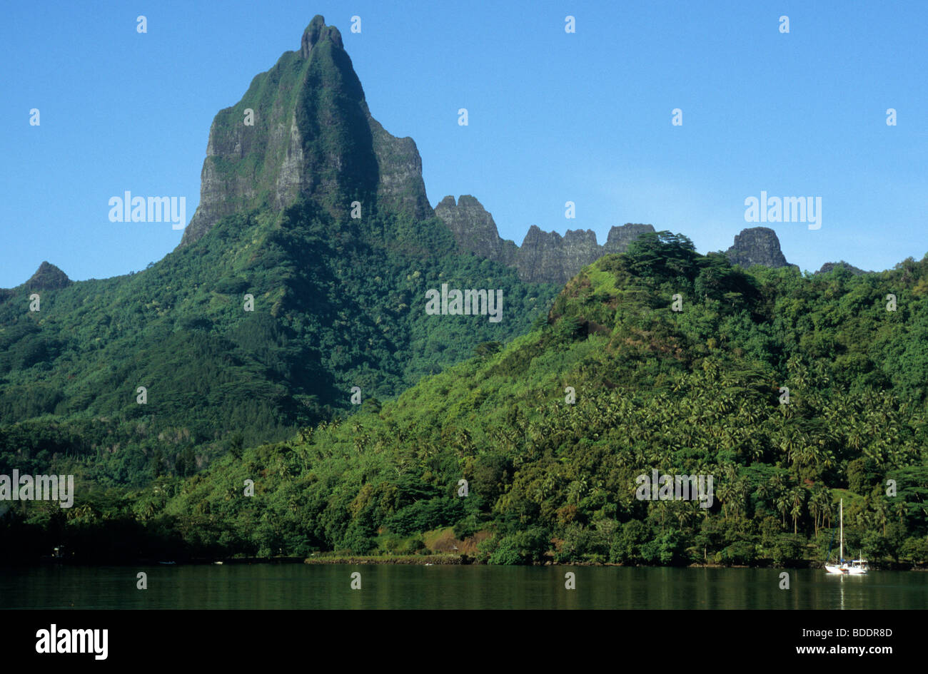 dramatic mountains. Moorea Island, French Polynesia Stock Photo - Alamy