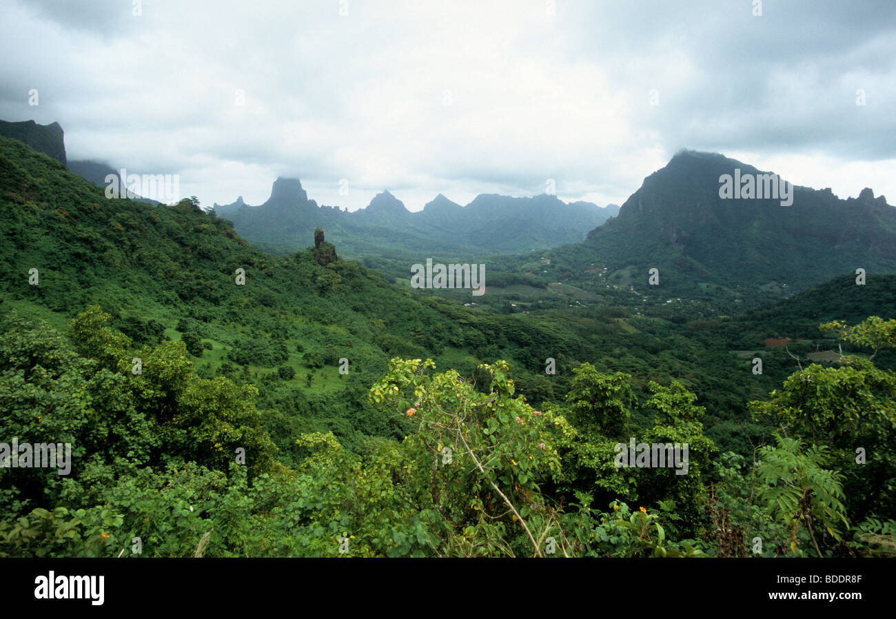 The interior of Moorea Island, seen from the spectacular point of the ...