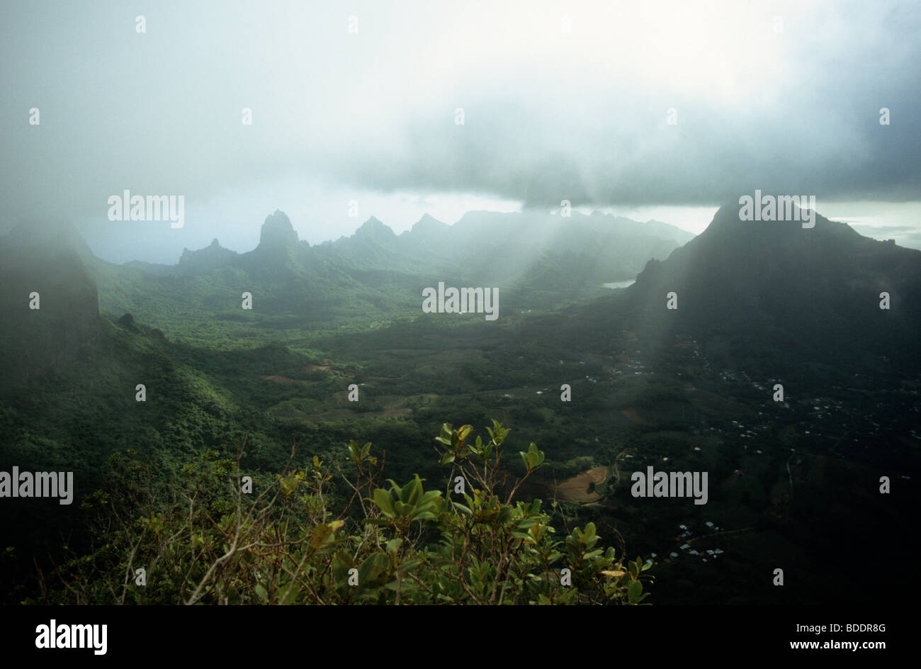 The interior of Moorea Island, seen from the spectacular point of the ...