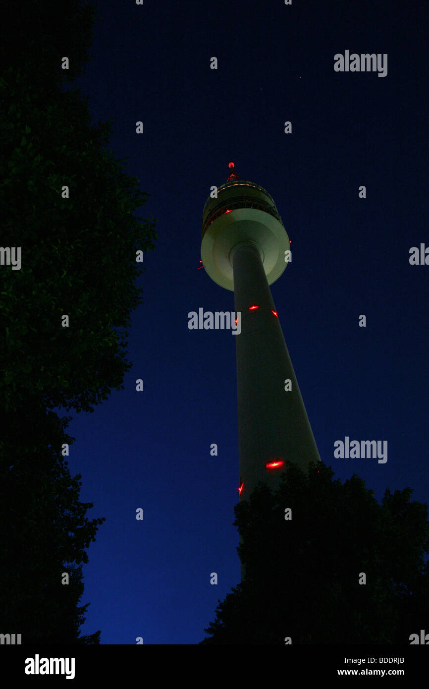 The Munich Olympic tower at night, Germany Stock Photo - Alamy