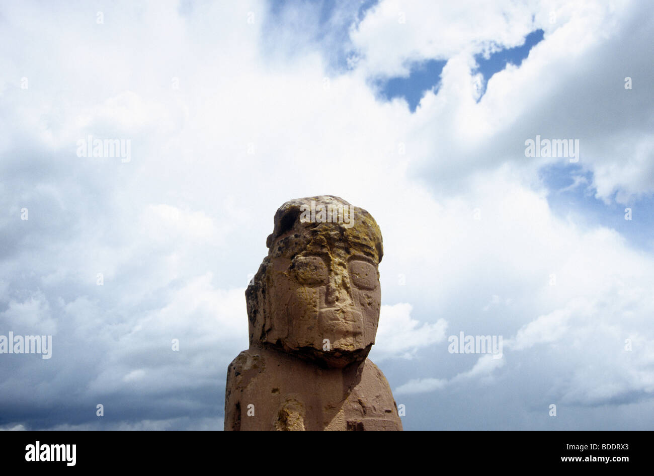 'The Priest' statue in the Tihuanaco complex near Lake Titicaca ...