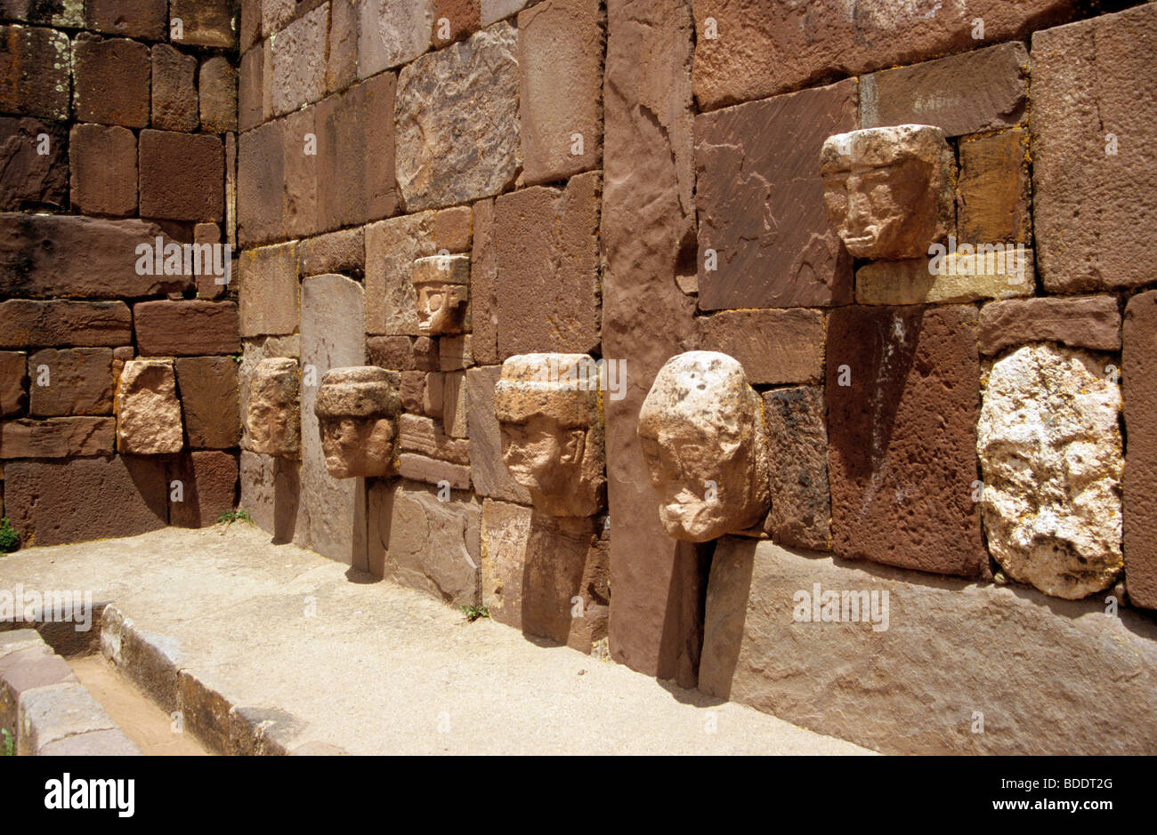 Ancient weathered carvings on a wall in the ceremonial centre of ...