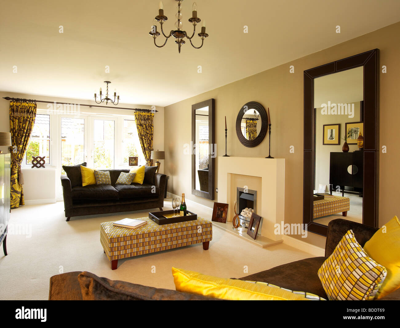 Lounge glass table grey sofa hi-res stock photography and images - Alamy