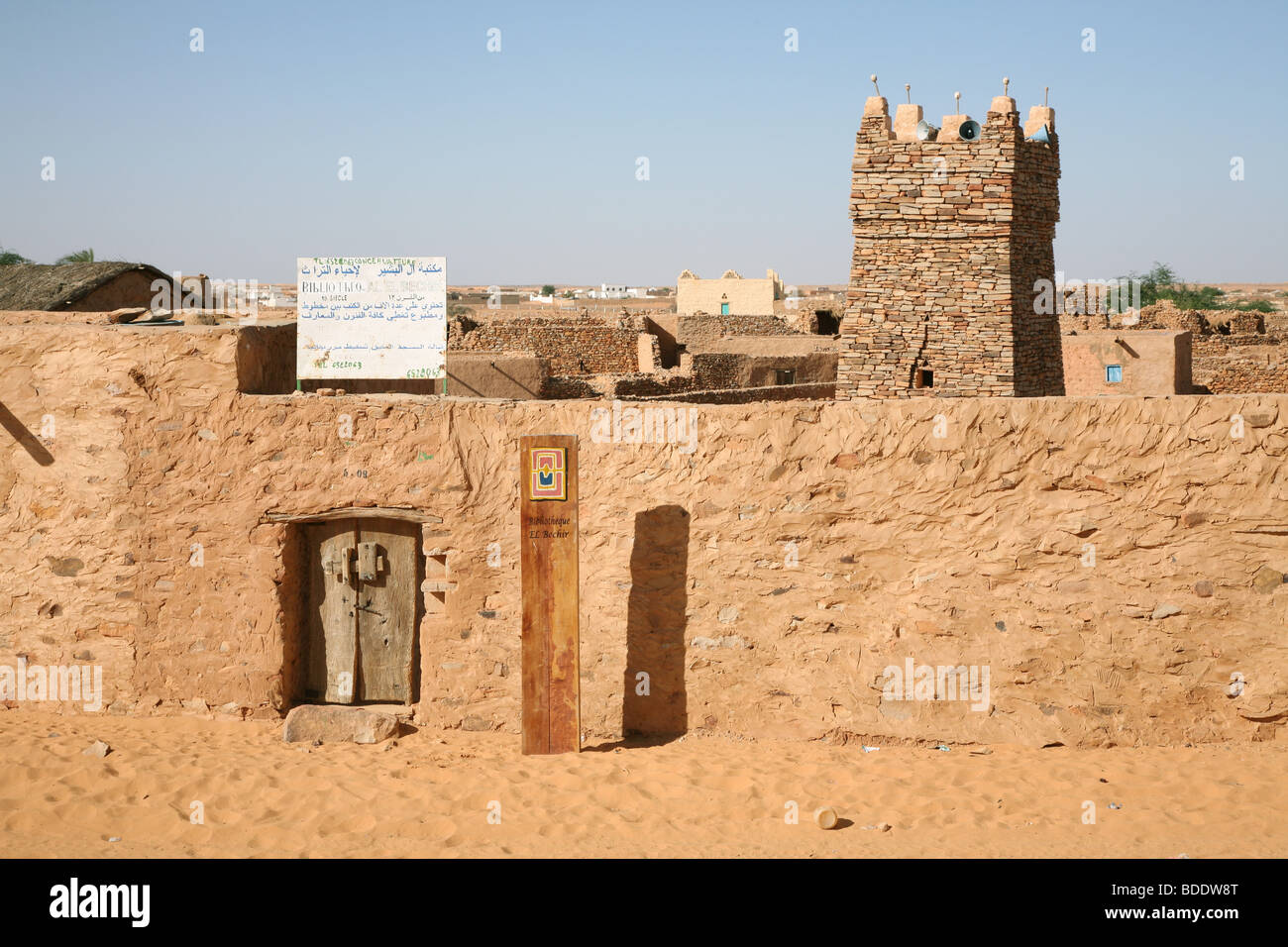The ancient and half swallowed by sand town of Chinguetti, on the edge ...