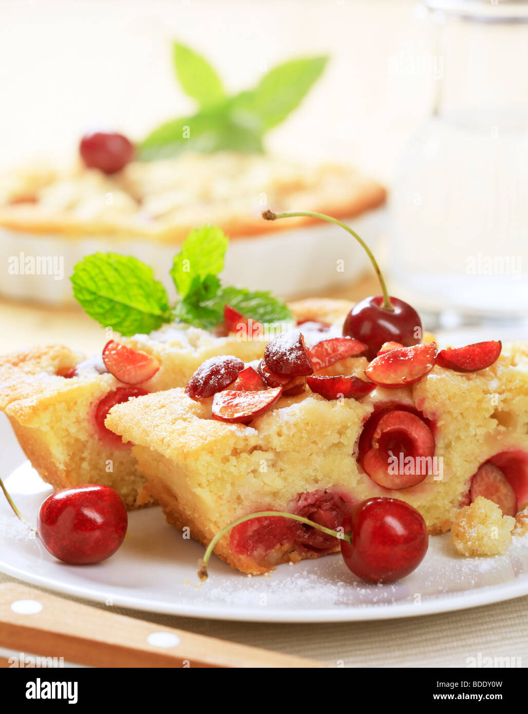Cherry sponge cake Stock Photo - Alamy