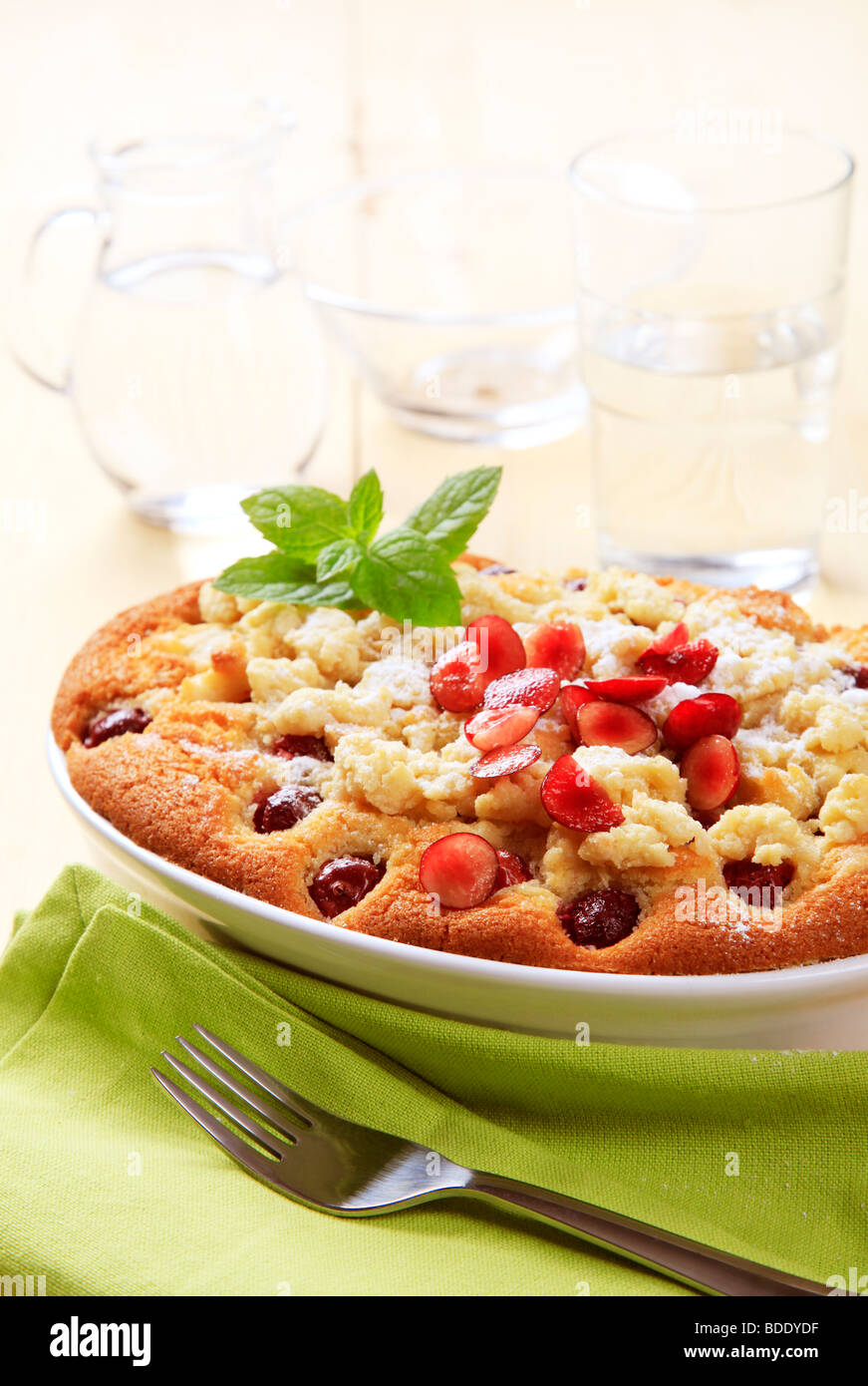Cherry sponge cake Stock Photo - Alamy