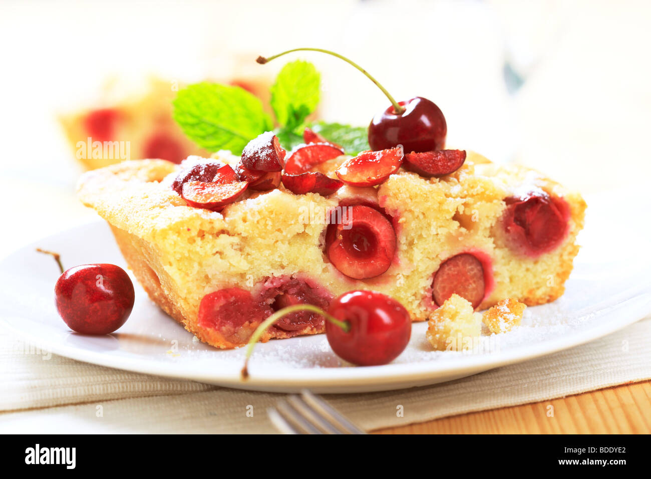 Cherry sponge cake Stock Photo - Alamy