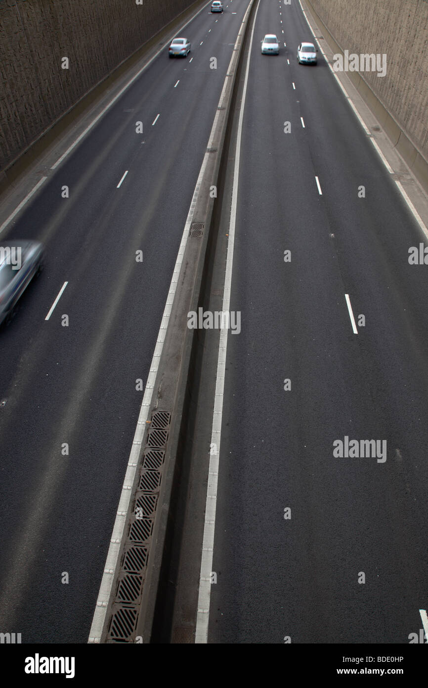 TRANSPORT, Road, Cars, View over traffic on the Westlink underpass in ...