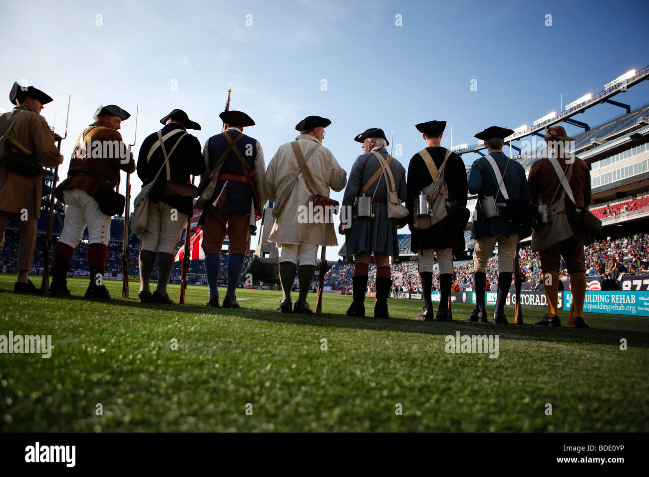 Minutemen reenactors sporting event Stock Photo - Alamy