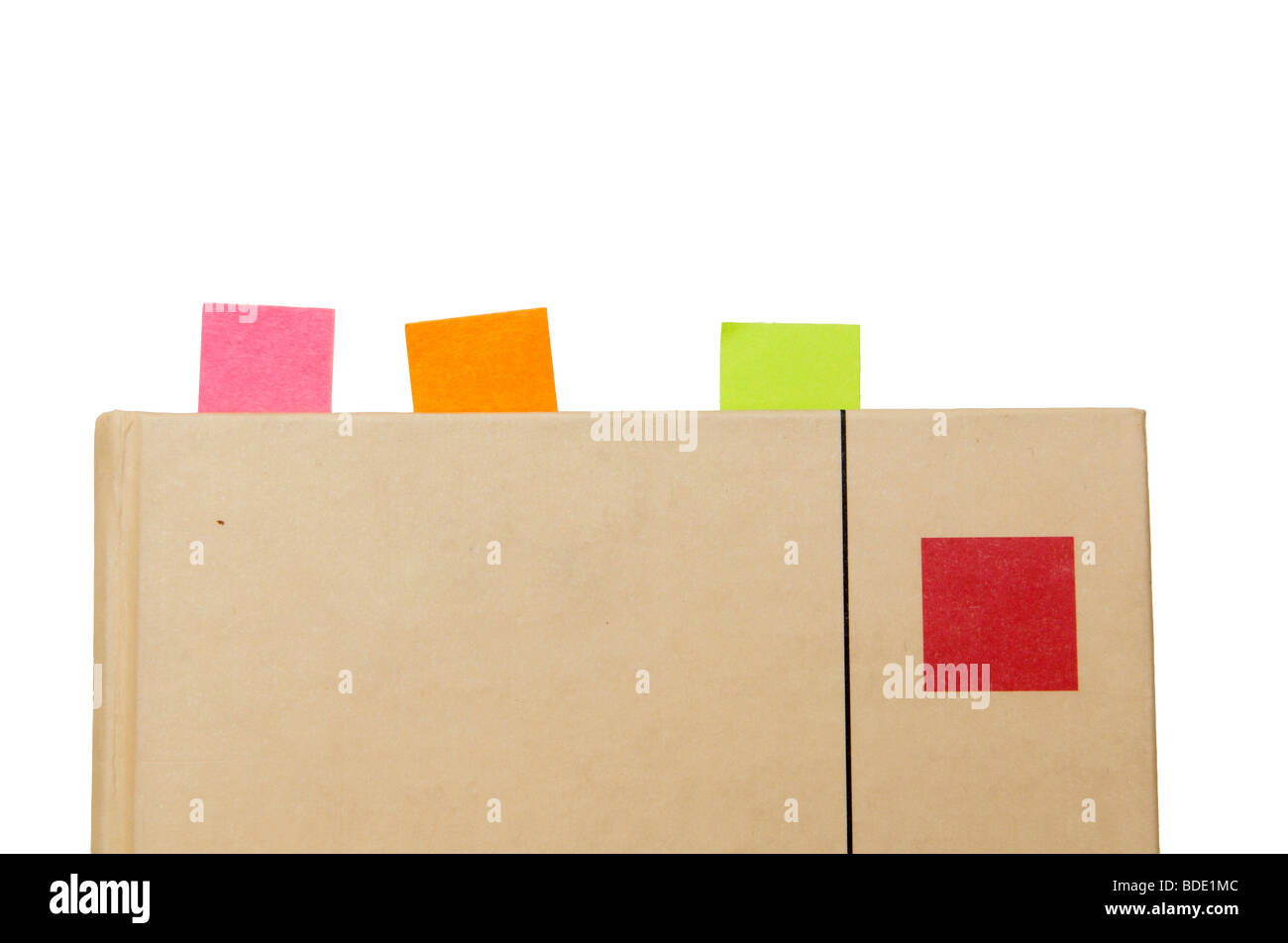book with sticky bookmarks, on white background Stock Photo - Alamy