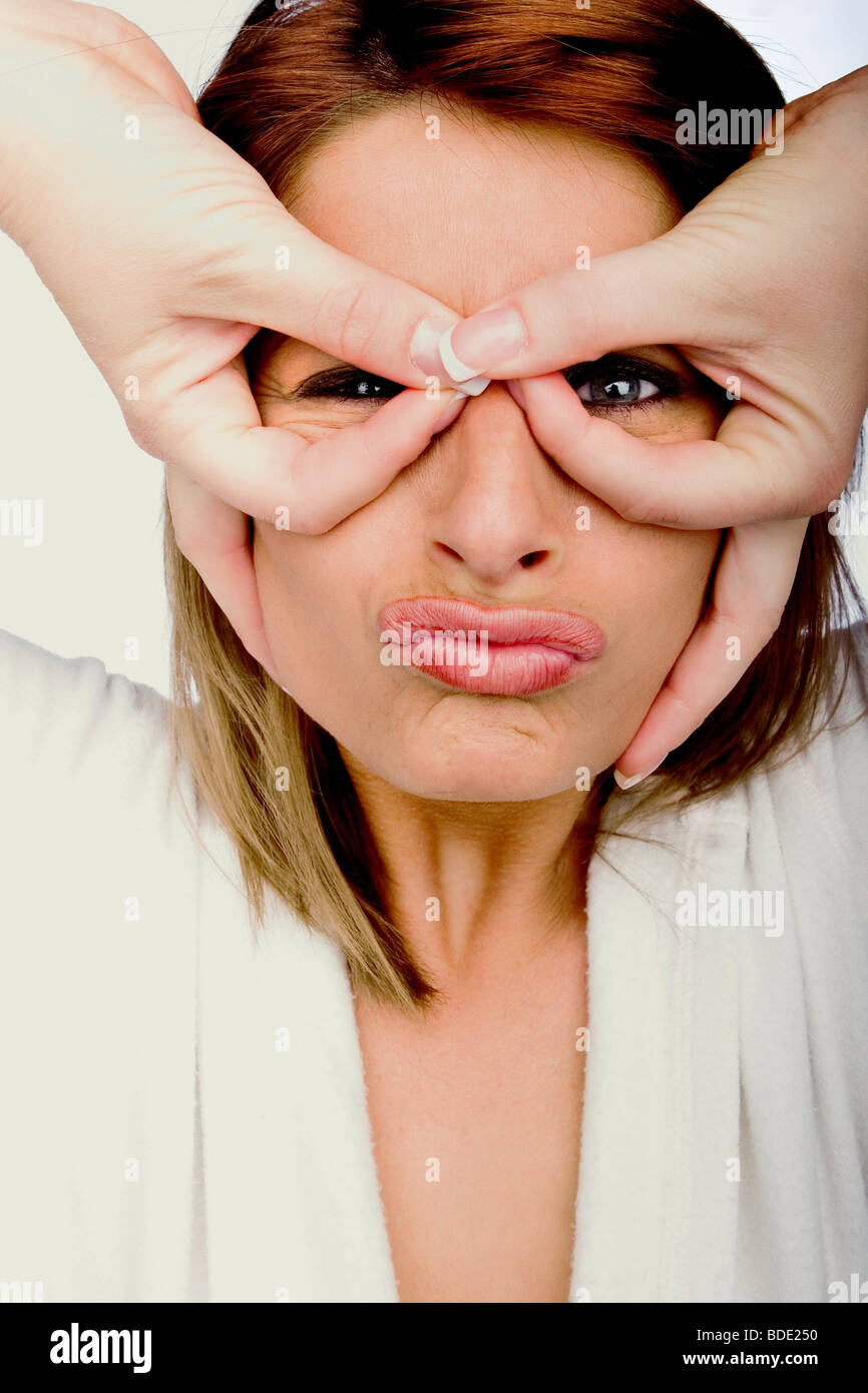 Portrait of beautiful young woman wearing robe Stock Photo - Alamy