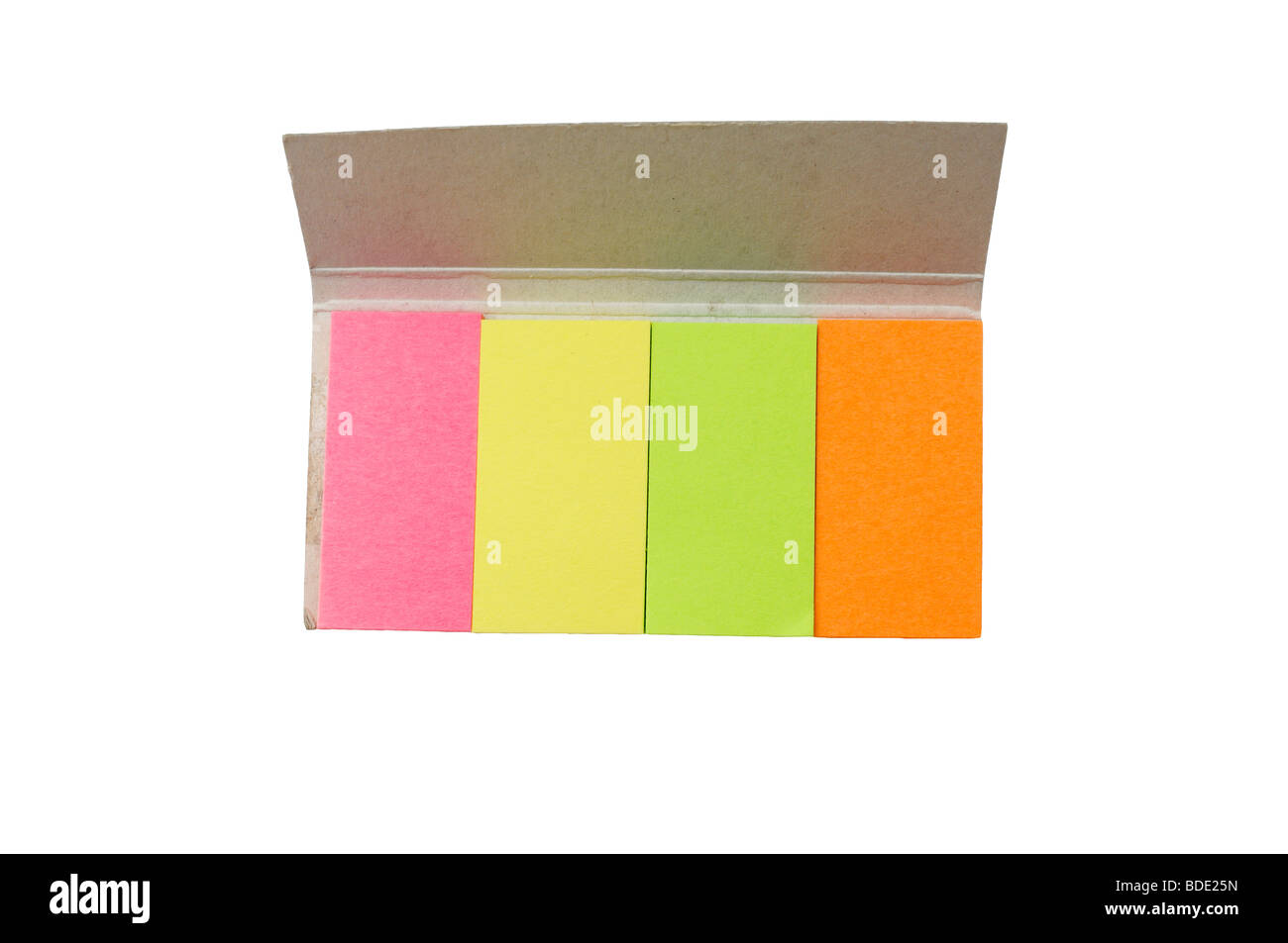 Different color sticky bookmarks, on white background Stock Photo - Alamy