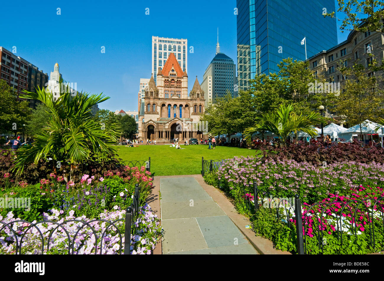 Boston Copley square And Trinity Church and John Hancock tower Stock ...