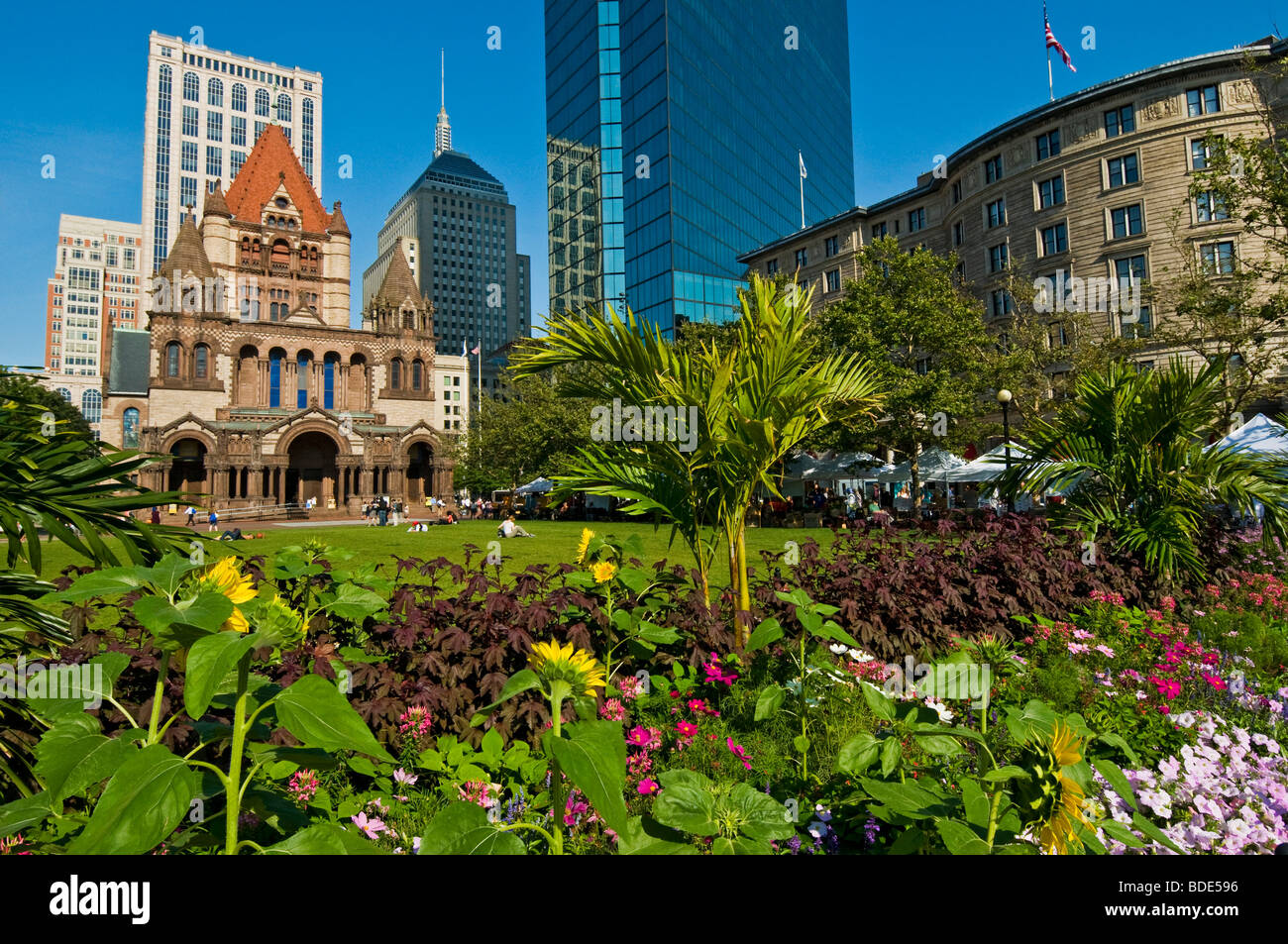 Boston Copley square And Trinity Church and John Hancock tower Stock ...
