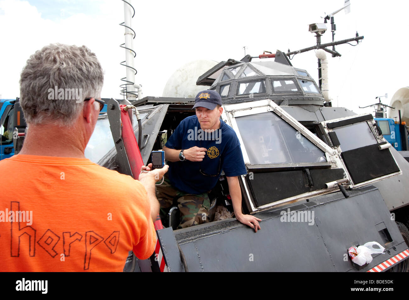 Storm chaser an Tornado Intercept Vehicle 2 driver Ronan Nagle exits ...