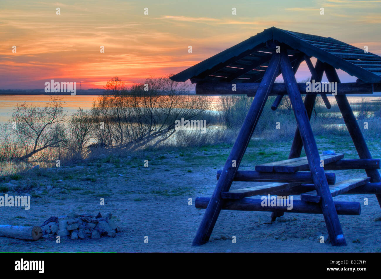 Camp site at lake Lubans Stock Photo - Alamy