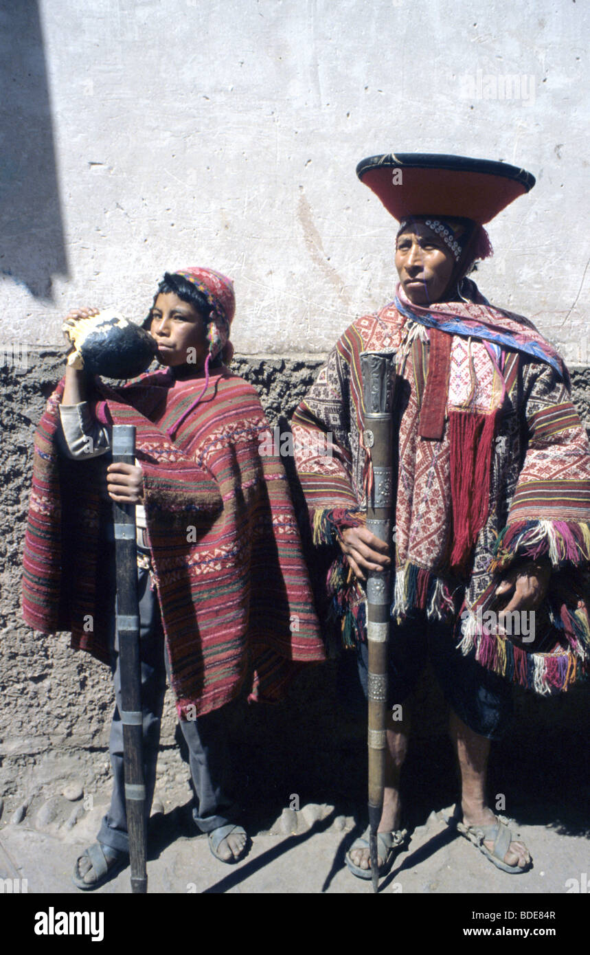 Native Inca people dressed in traditional clothes near Cuzco, Peru ...