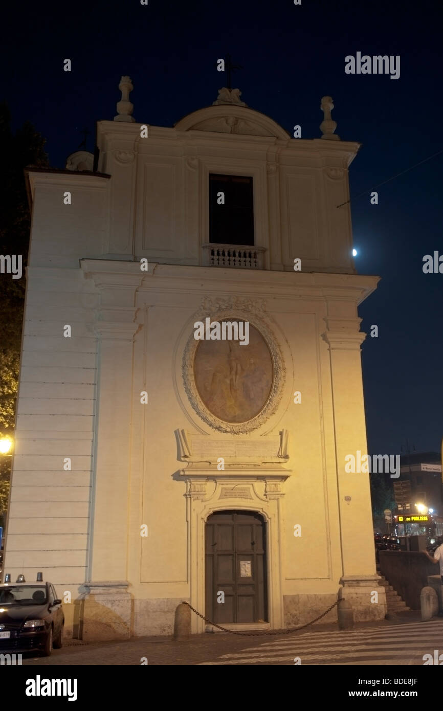 Nocturne view of the church San Gregorio al Ponte Quattro Capi in Rome ...