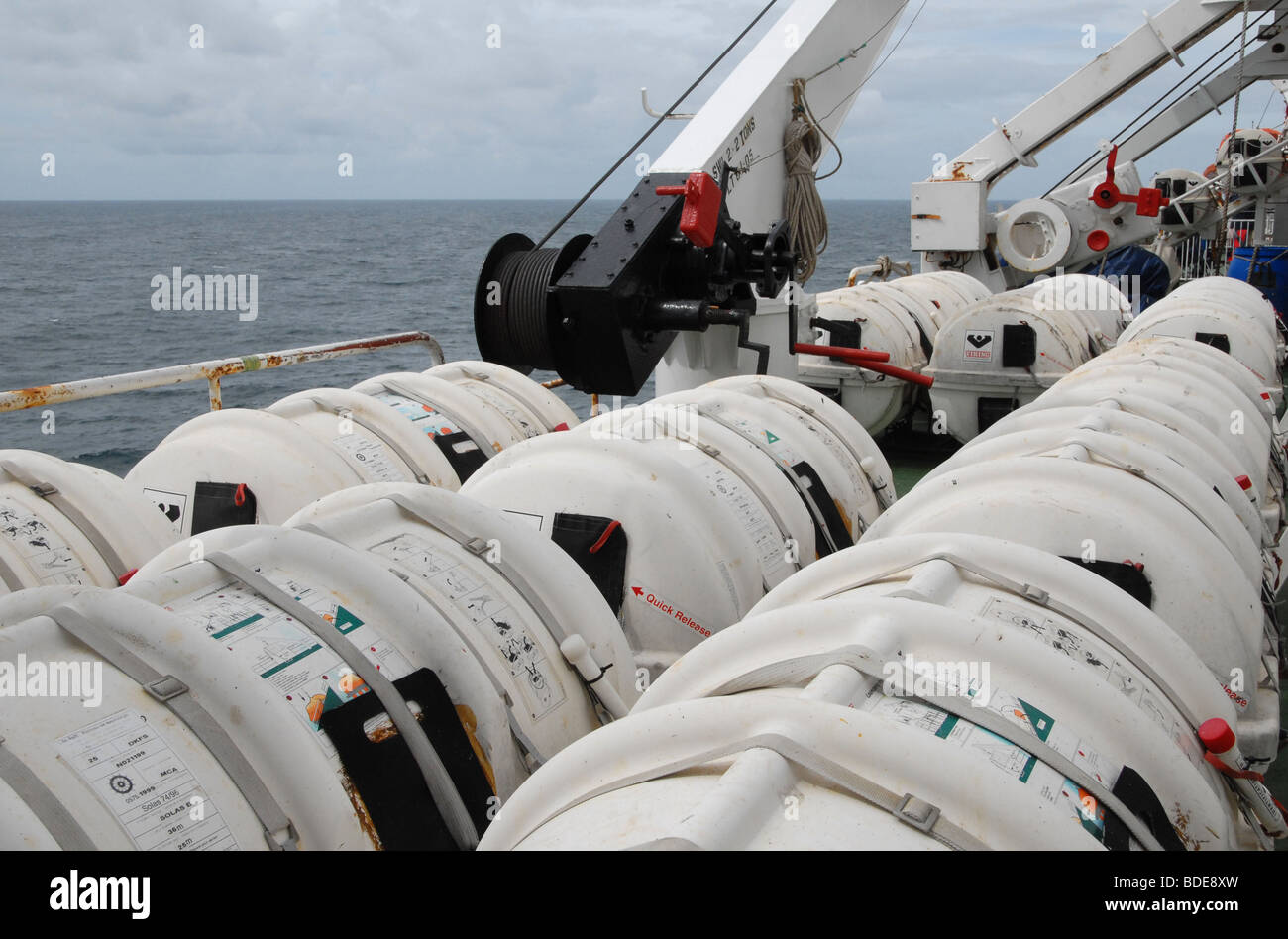 Viking emergency inflatable life raft containers on board the "Pride of ...