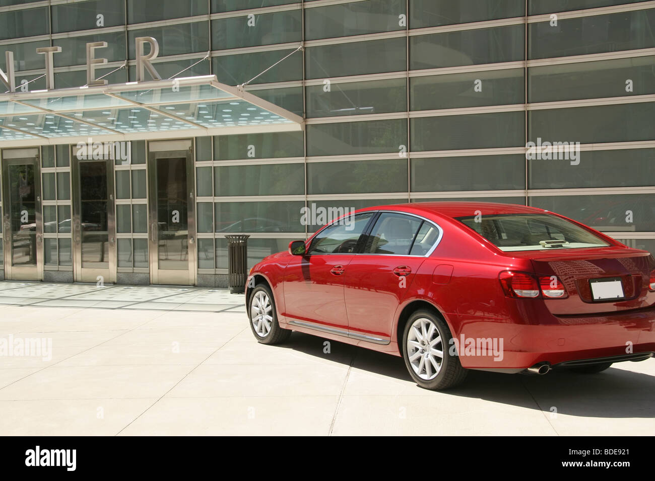 Red Lexus at Glass Building. Lexus GS300. Logos and badges removed from ...