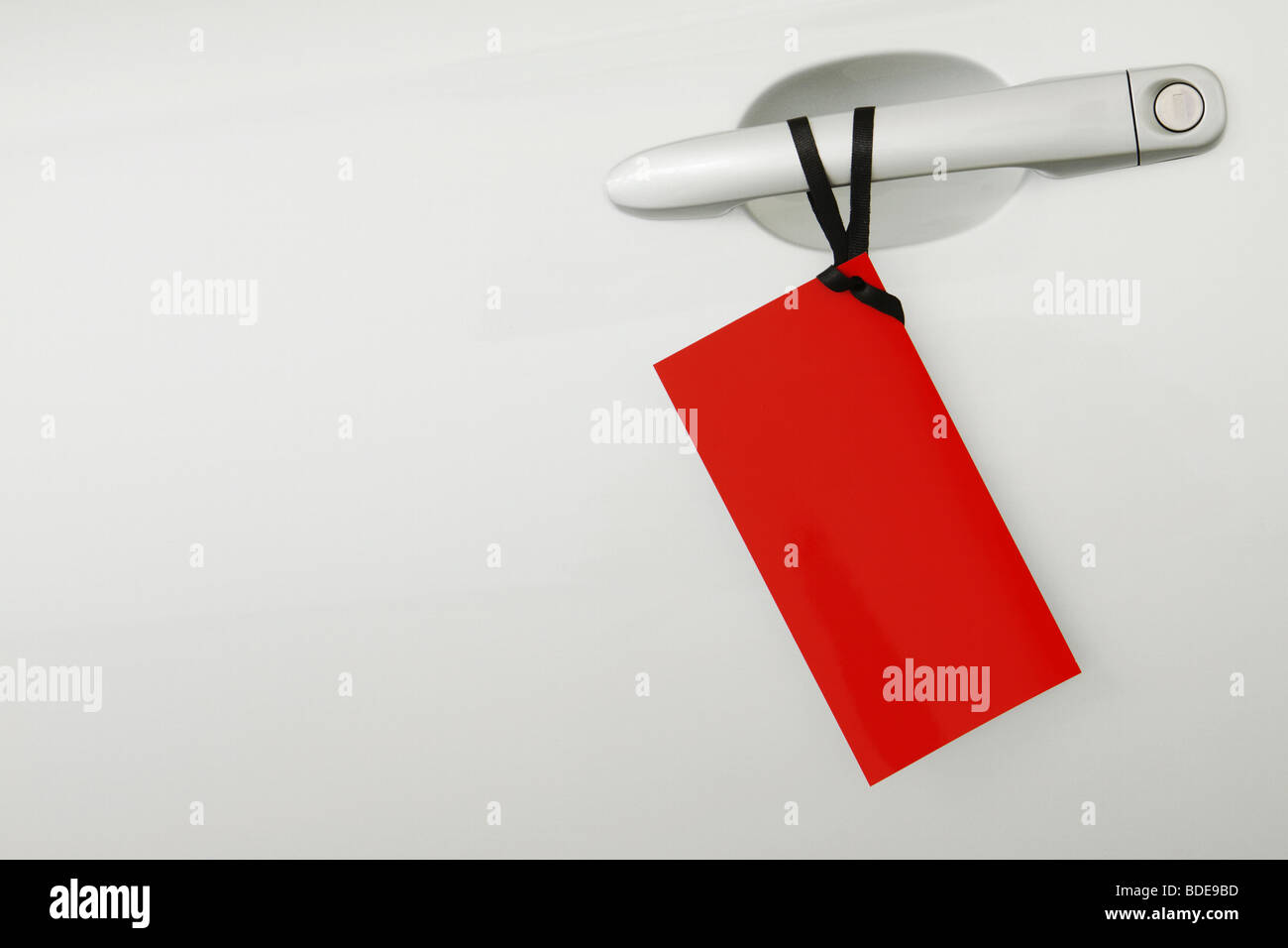 Label at car doors - close up Stock Photo - Alamy