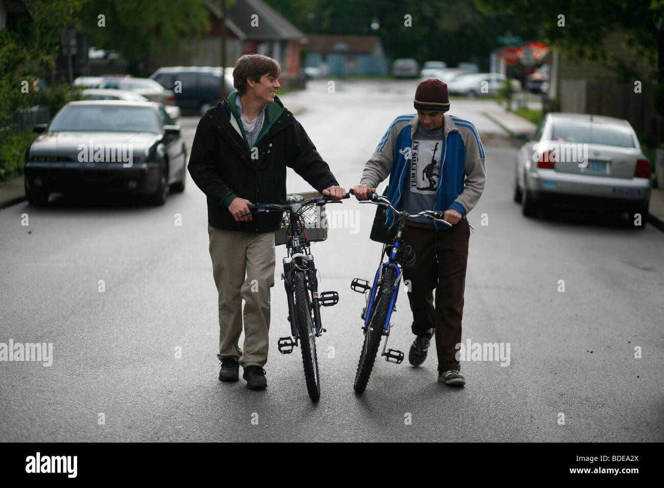Justin Rhody, left, and Matty Pop head to a basement performance at 628 ...