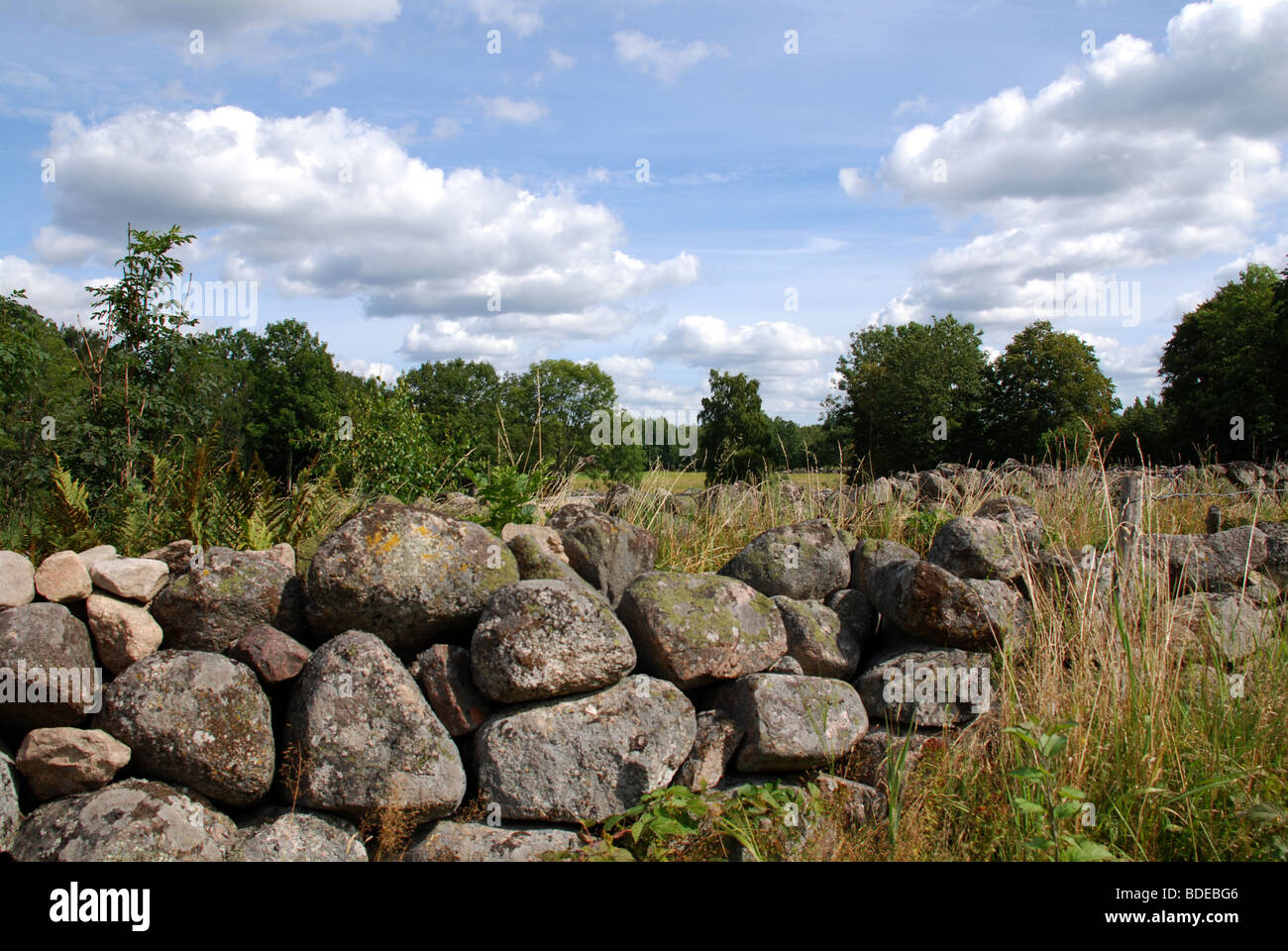 Swedish Stone wall Stock Photo - Alamy