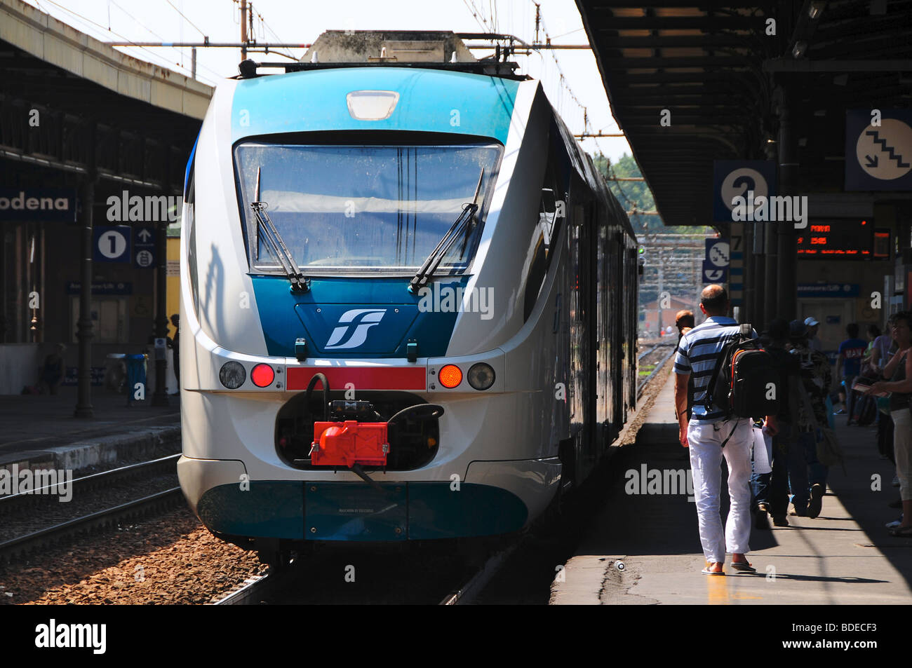 Italian Railways train - "Trenitalia" - at Modena Station, Italy Stock ...