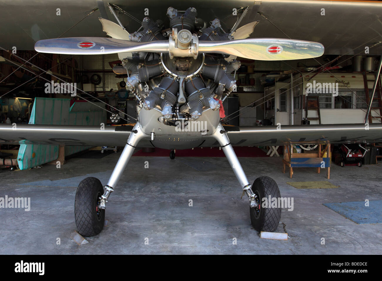 Bi-plane with radial engine, Bayport Aerodrome, Long Island, NY Stock ...