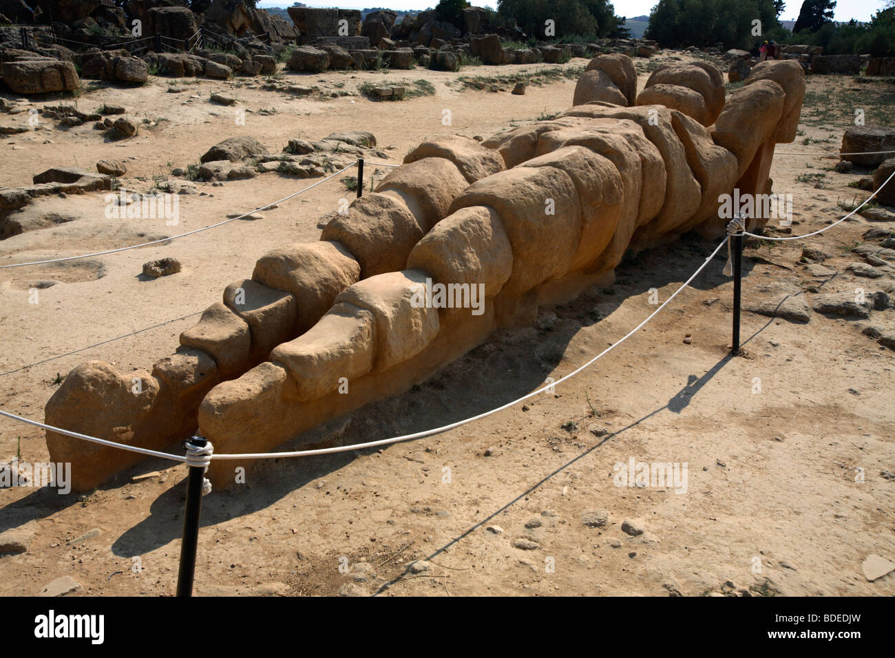 Fallen atlas in the temple of Olympian Zeus, Agrigento, Italy Stock ...