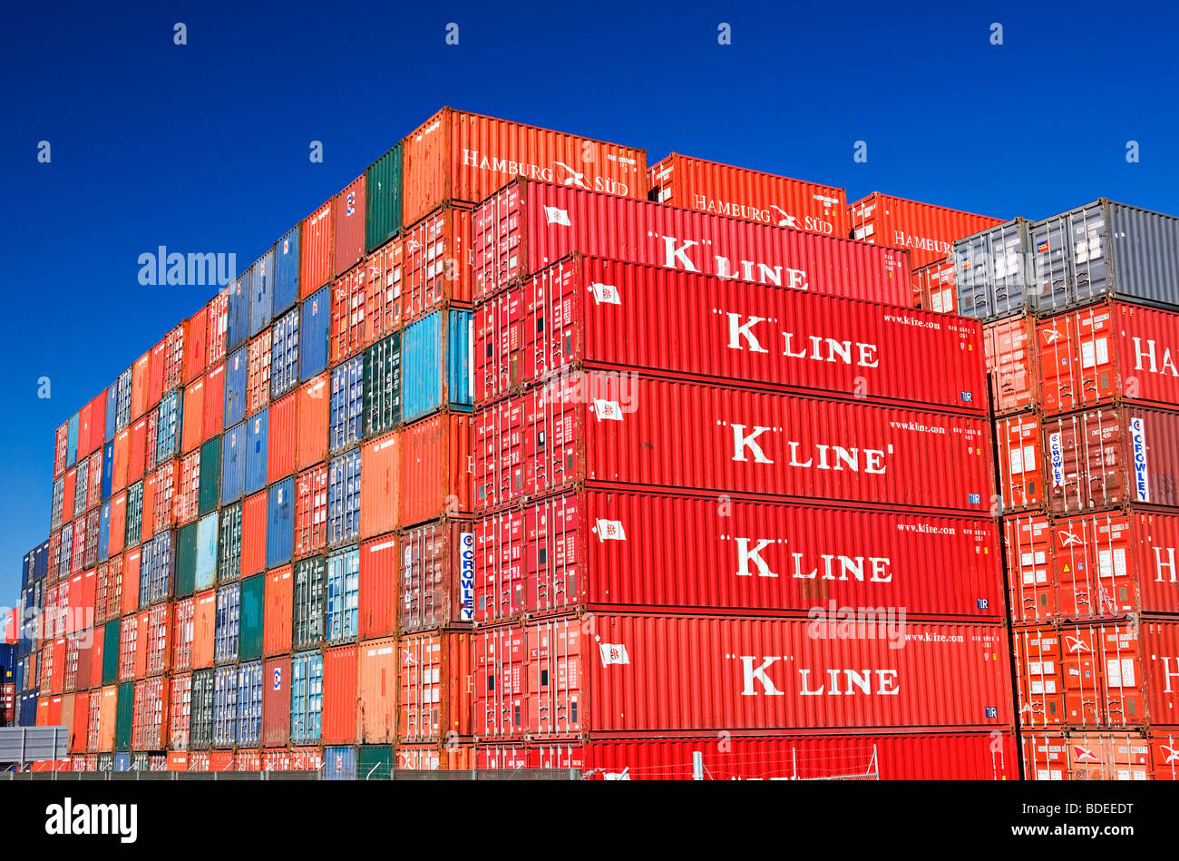 Shipping Industry / Shipping containers stacked at a port container ...