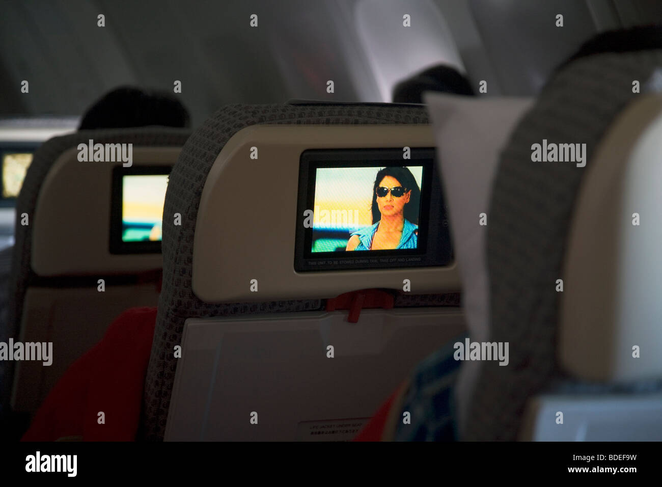 LCD seat back monitor shows movie on a Virgin Atlantic flight from ...