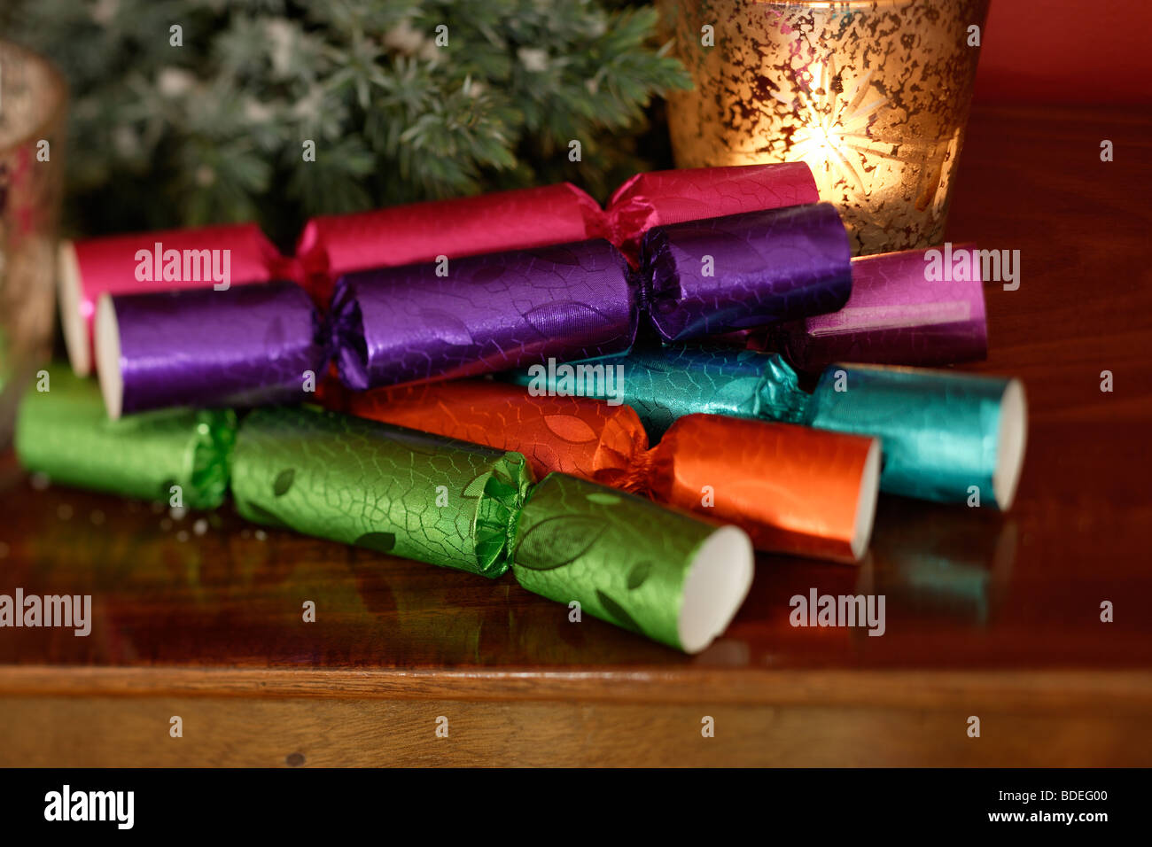 Mini Christmas crackers Stock Photo - Alamy