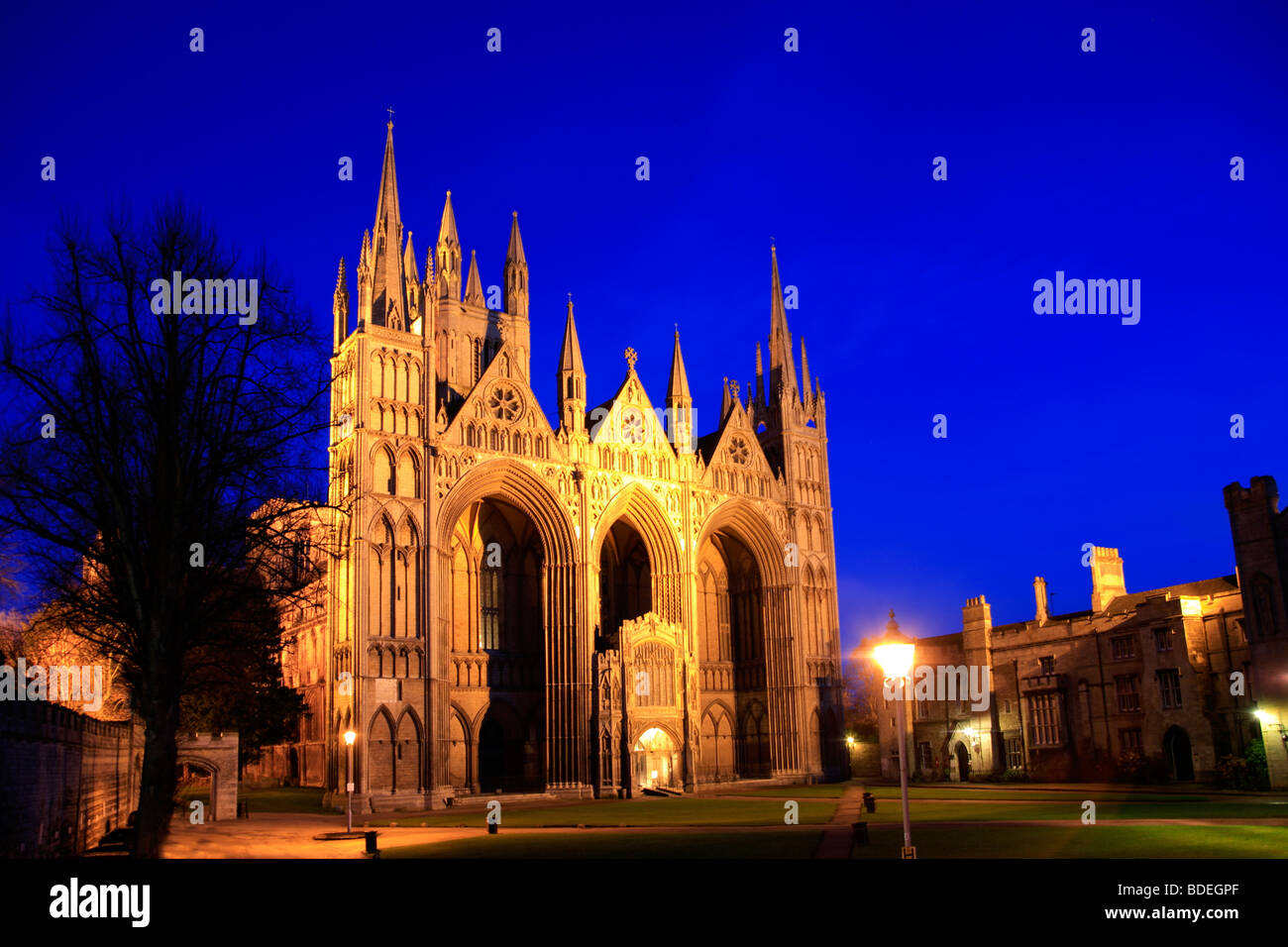 Dusk Landscape West Front Elevation Peterborough City Cathedral ...