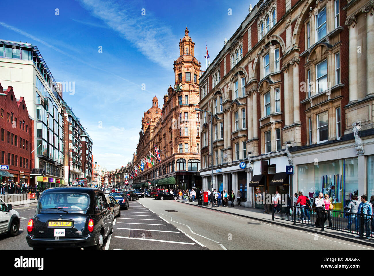 Perspective of Brompton Road with Harrods building on the right side ...