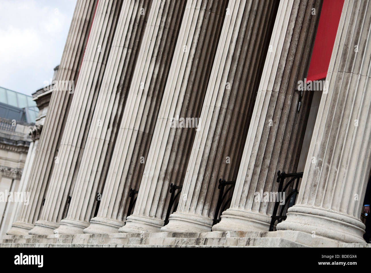 Columns of the National Gallery facade, London, England, United Kingdom ...