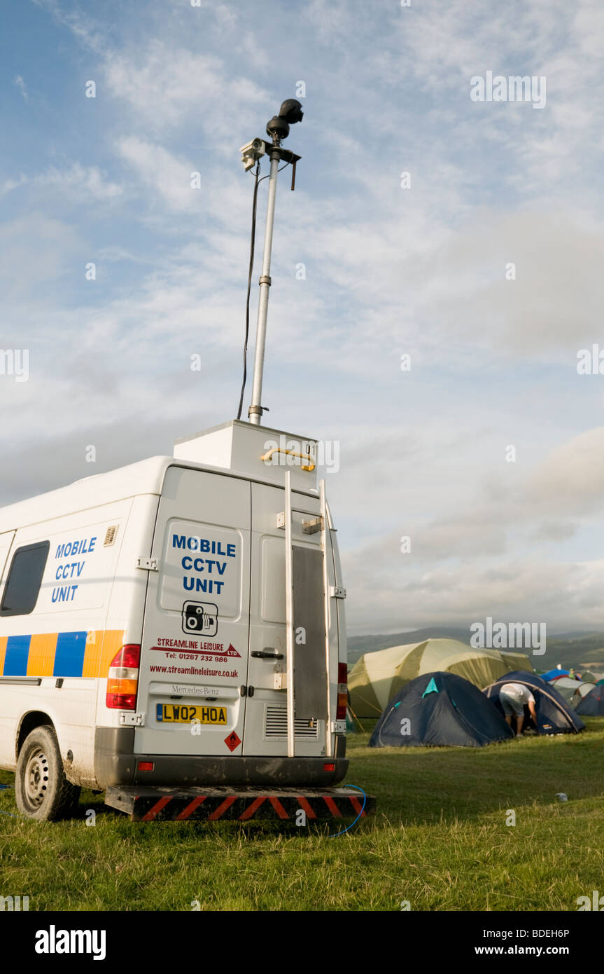 Mobile CCTV camera van monitoring the campsite at The Square Festival ...
