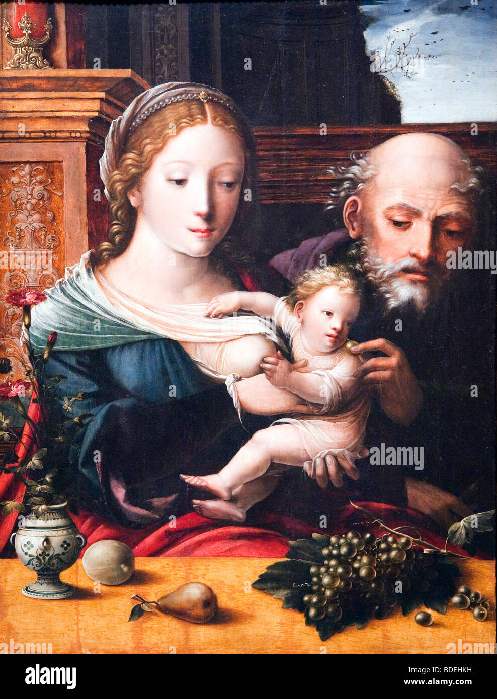 Holy Family, by the Master of the Parrot (1550), Fine Arts Museum ...