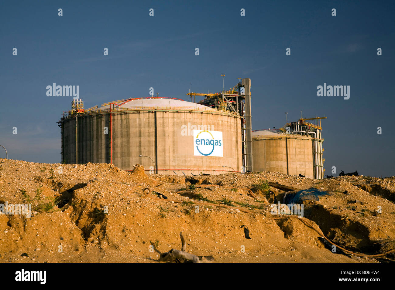 Facilities by the sea belonging to a regasification plant of Enagas, a ...