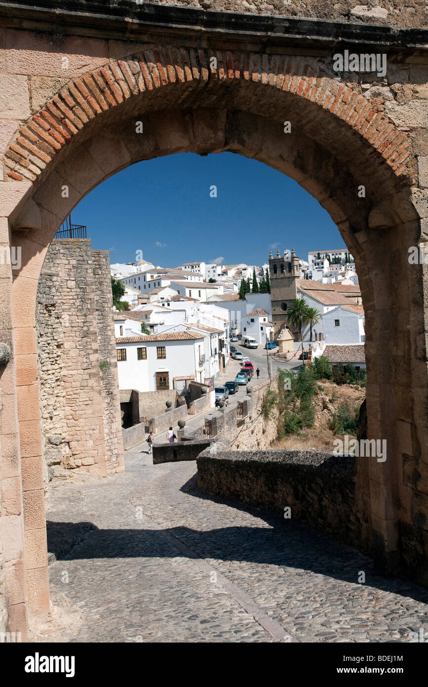 Arch of Philip V, town gate built in 1742, Ronda, province of Malaga ...