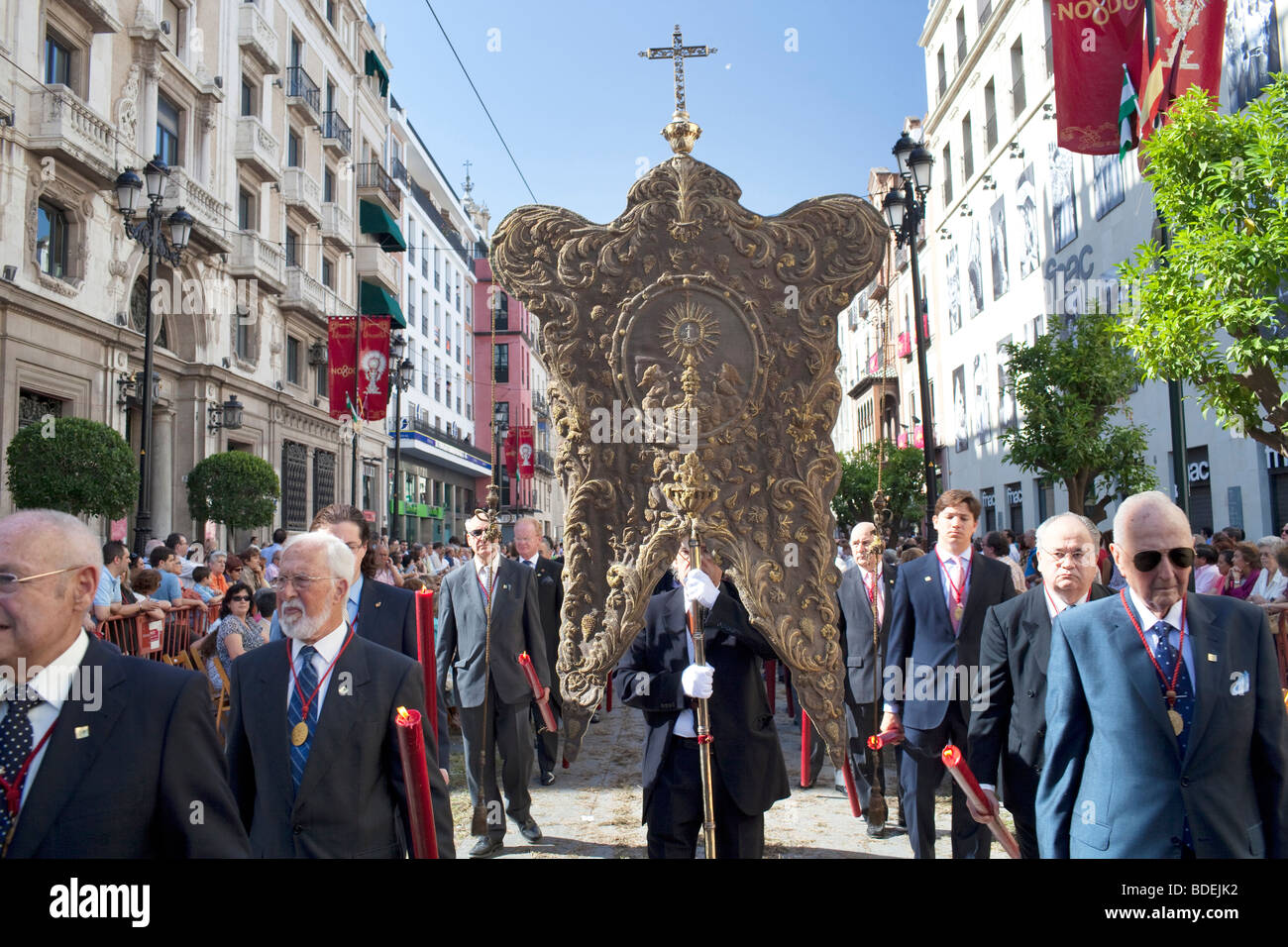 Brotherhood standard, Corpus Christi procession, Seville, Spain, 2009 ...